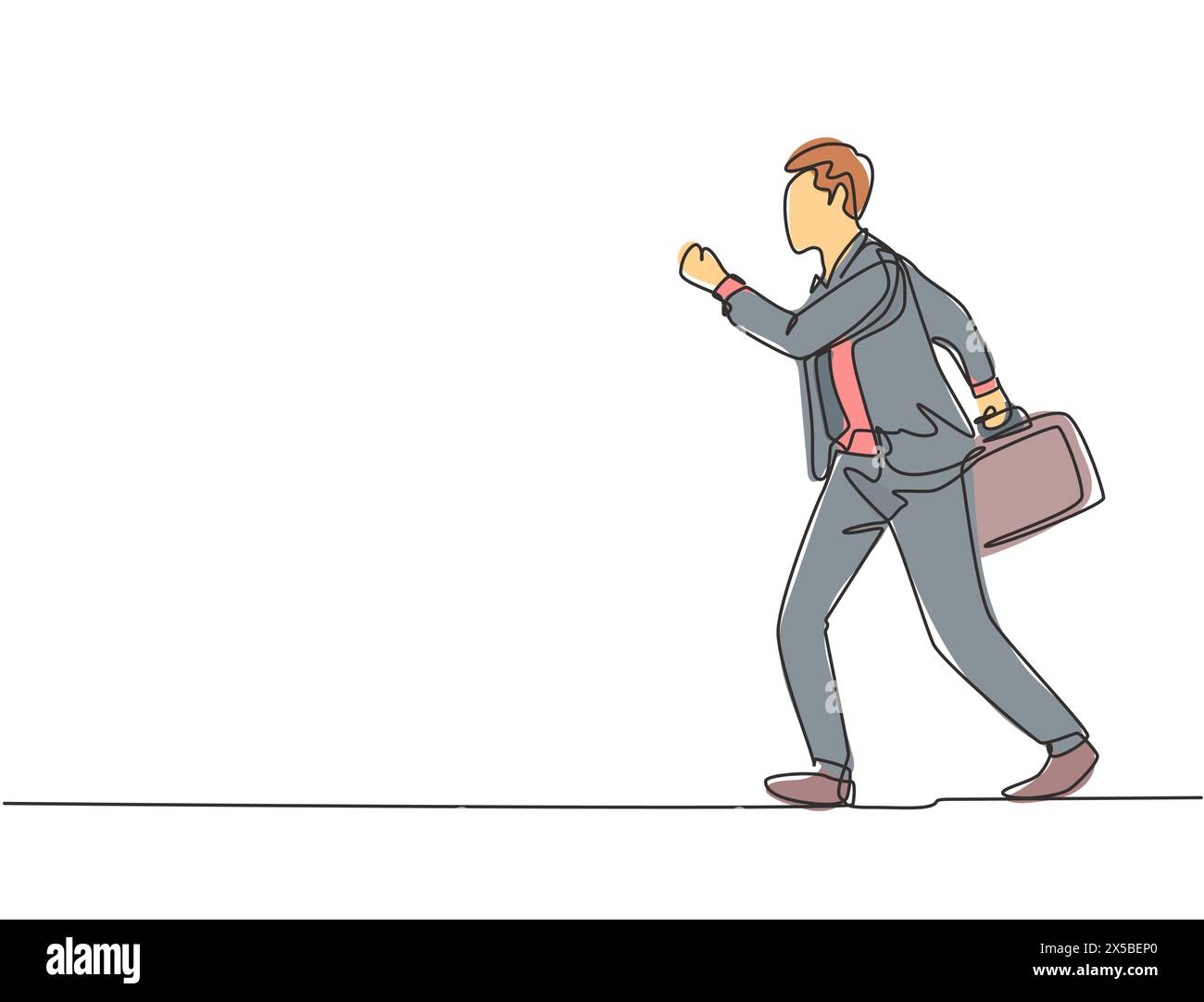 Single continuous single line drawing of young happy male urban ...