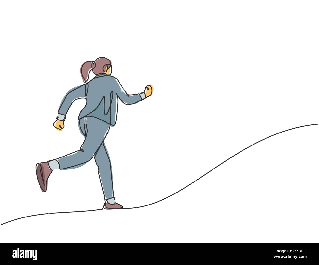 One continuous single line drawing of young happy energetic ...