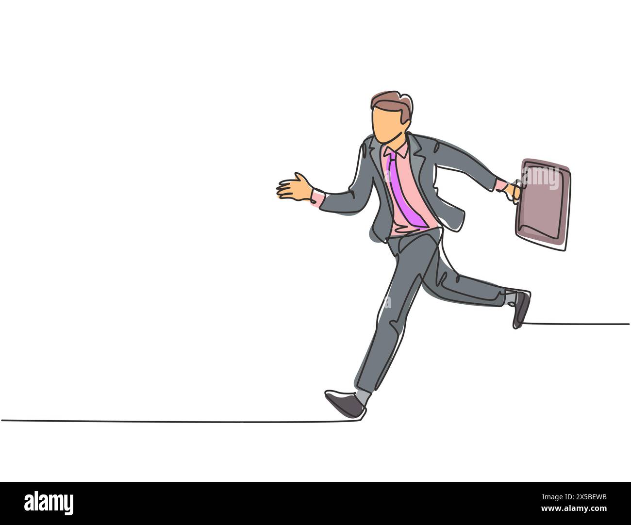 Single continuous single line drawing of young urban commuter worker ...