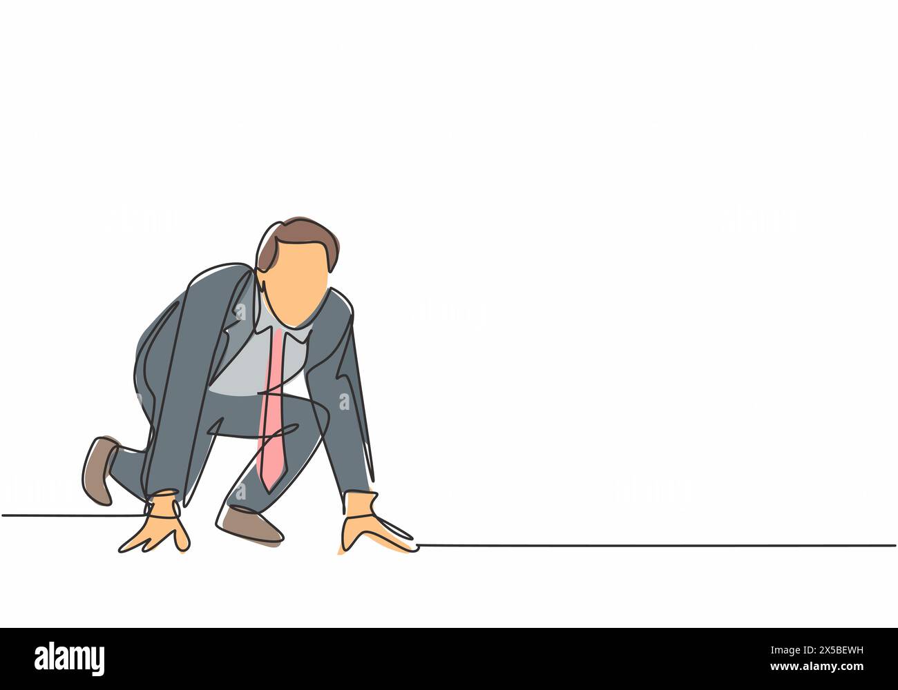 Single continuous single line drawing of young happy businessman get ...