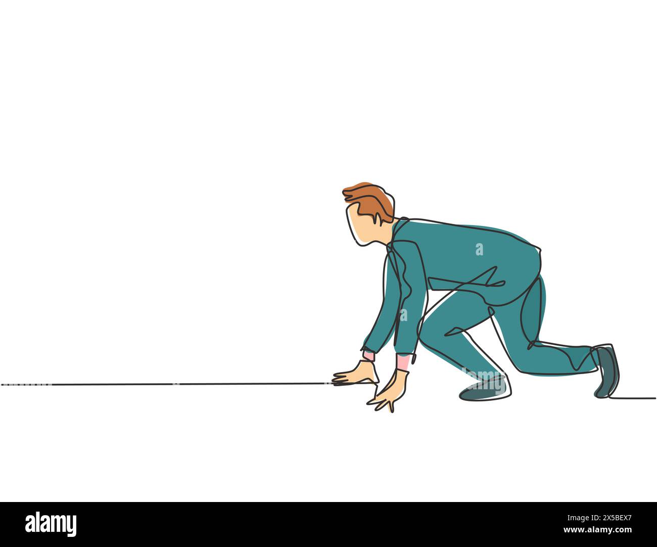 Single continuous single line drawing of young happy businessman get ...