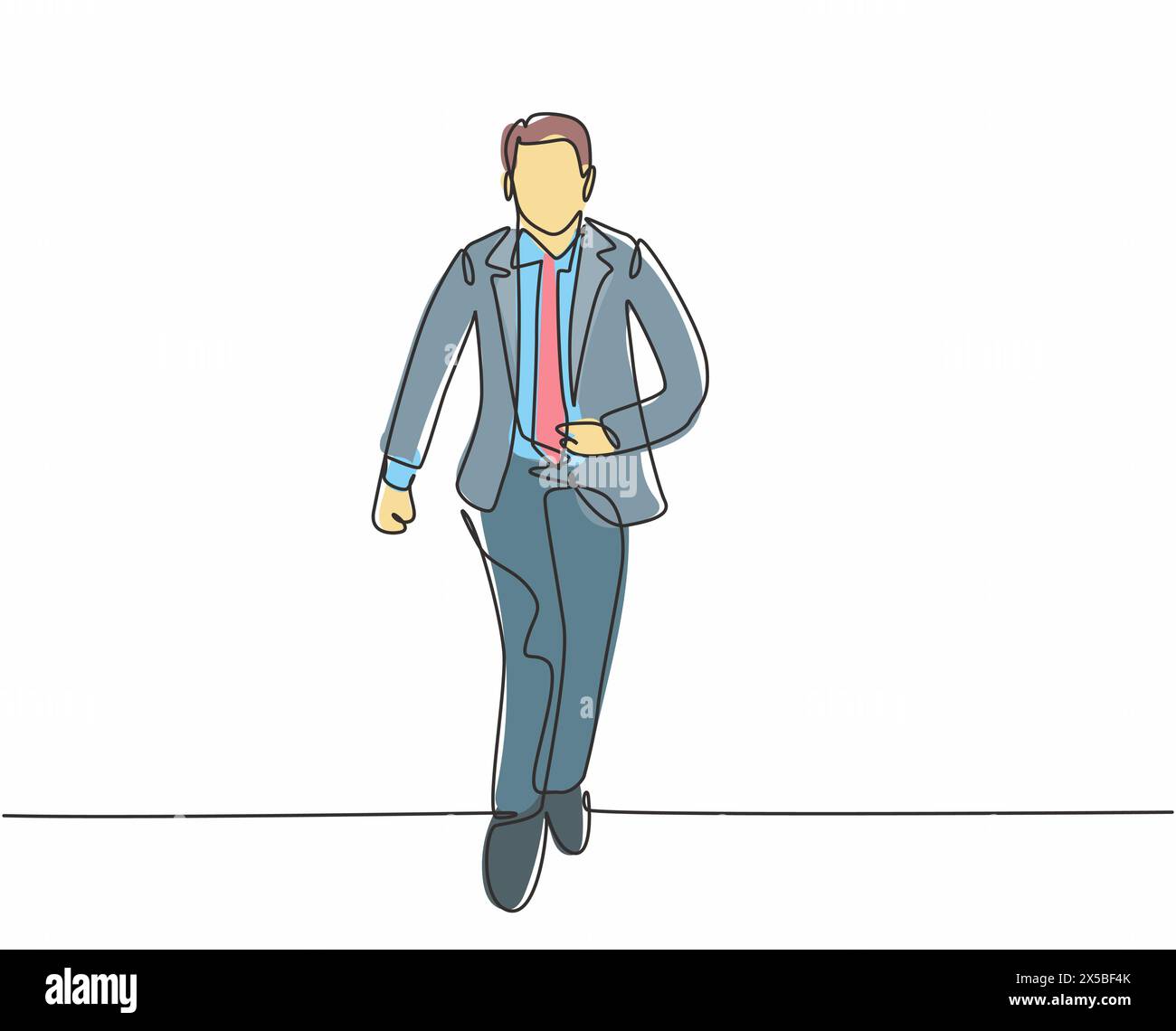 Single continuous single line drawing of young happy businessman ...
