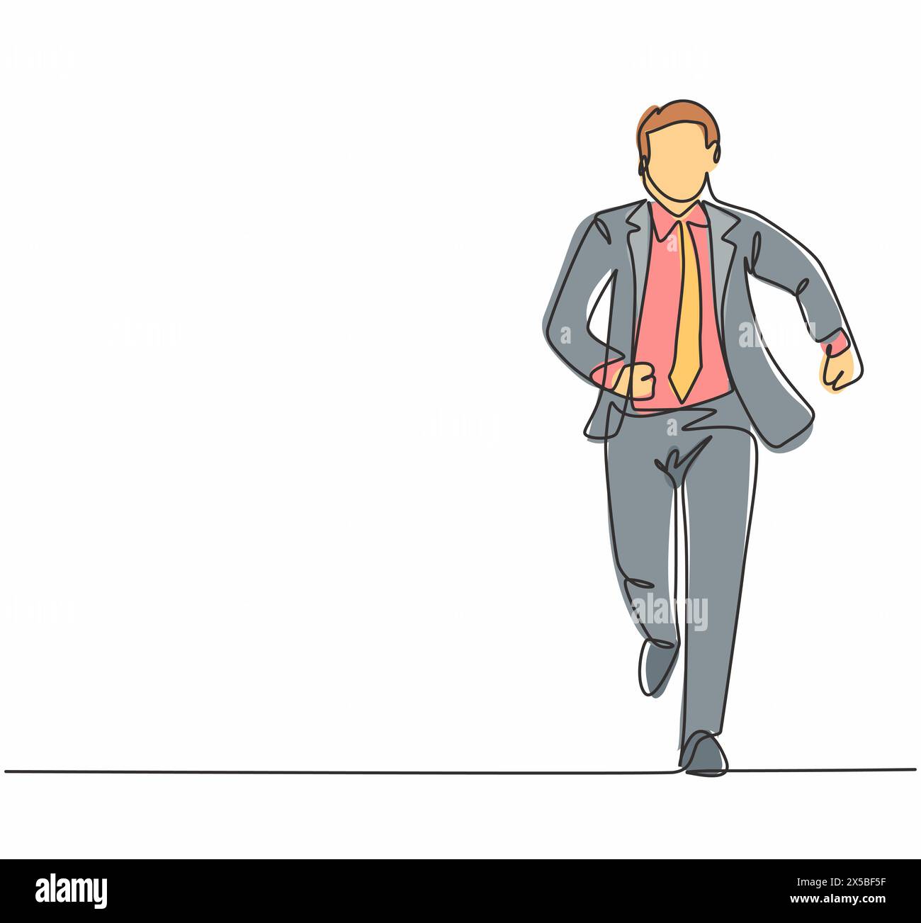 One continuous single line drawing of young male manager join run ...