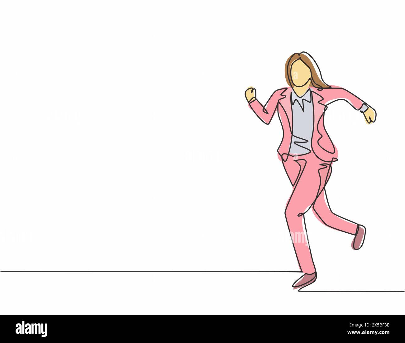 Single continuous single line drawing of young woman urban commuter ...