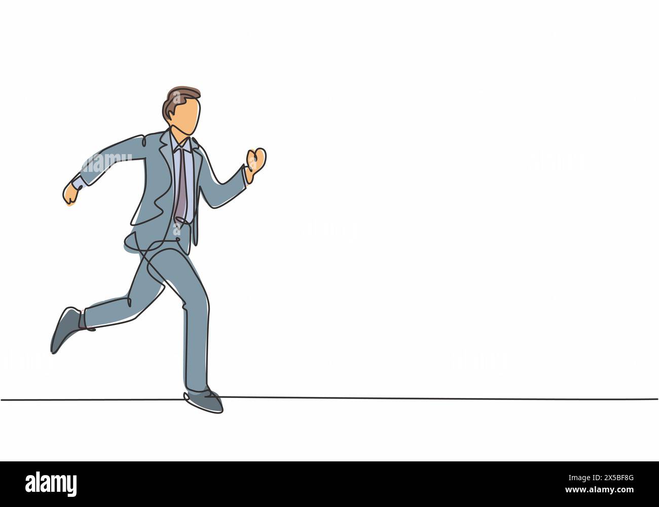 Single continuous single line drawing of young happy businessman opens ...