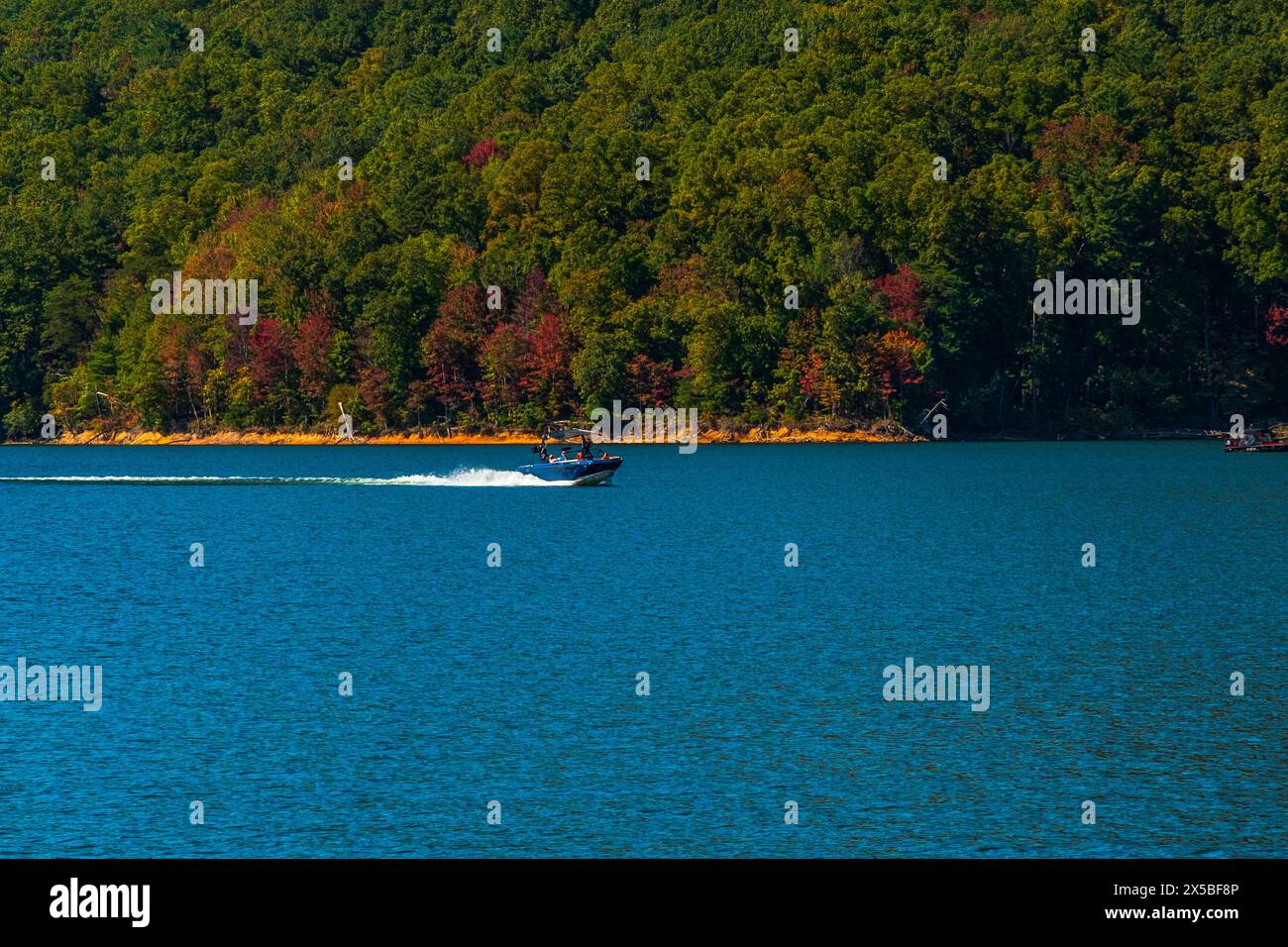 Watauga, Tennessee, USA - October 12, 2023: Powerboat on a pleasure ...