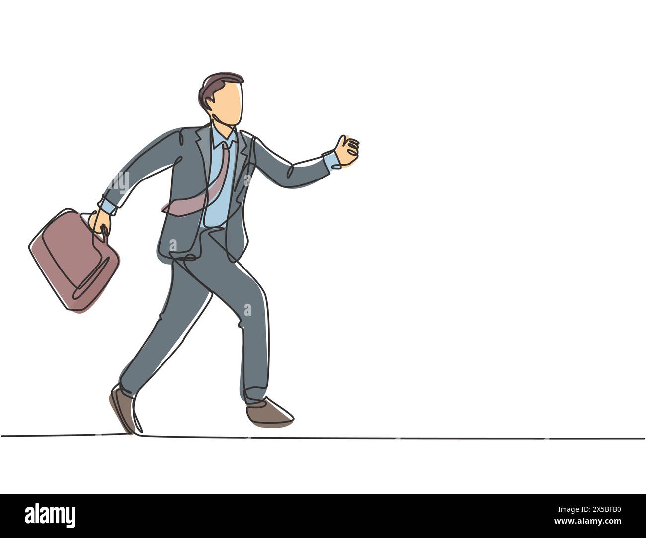 Single continuous single line drawing of young urban commuter worker ...