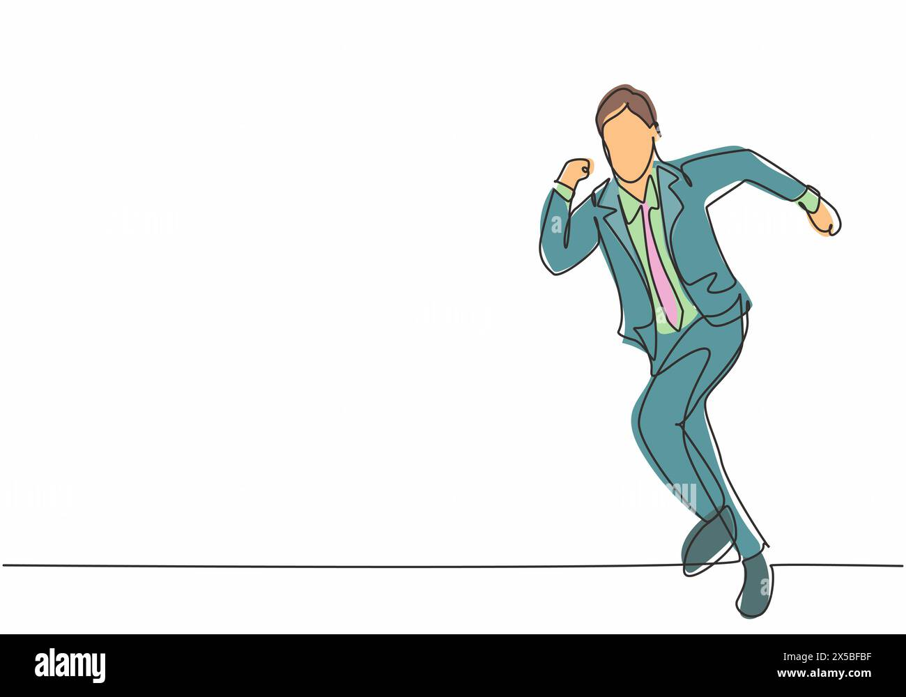 Single continuous single line drawing of young happy businessman ...