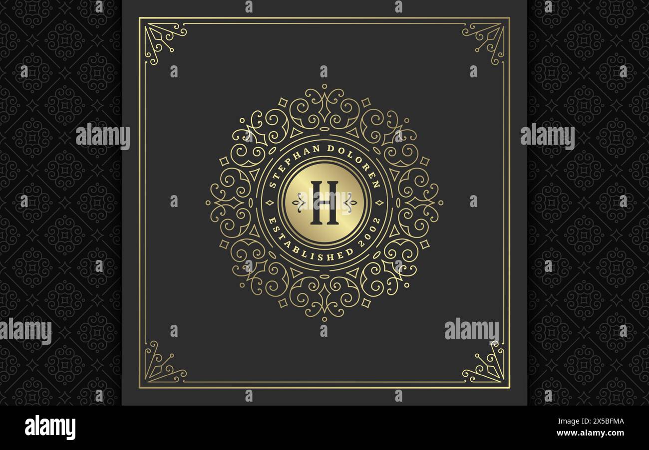 Vintage monogram logo elegant flourishes graceful ornaments victorian ...