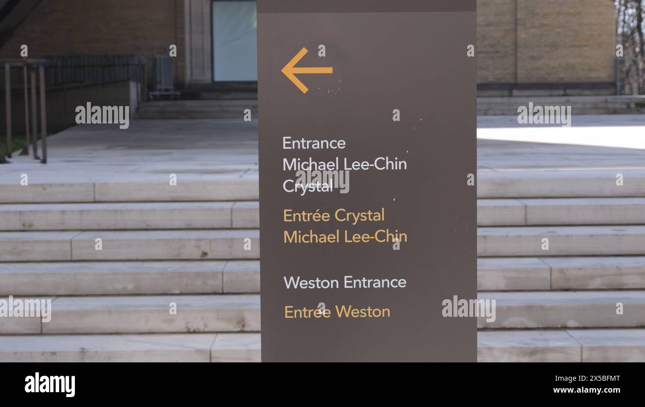 Direction signs at Royal Ontario Museum in the city of Toronto Canada ...