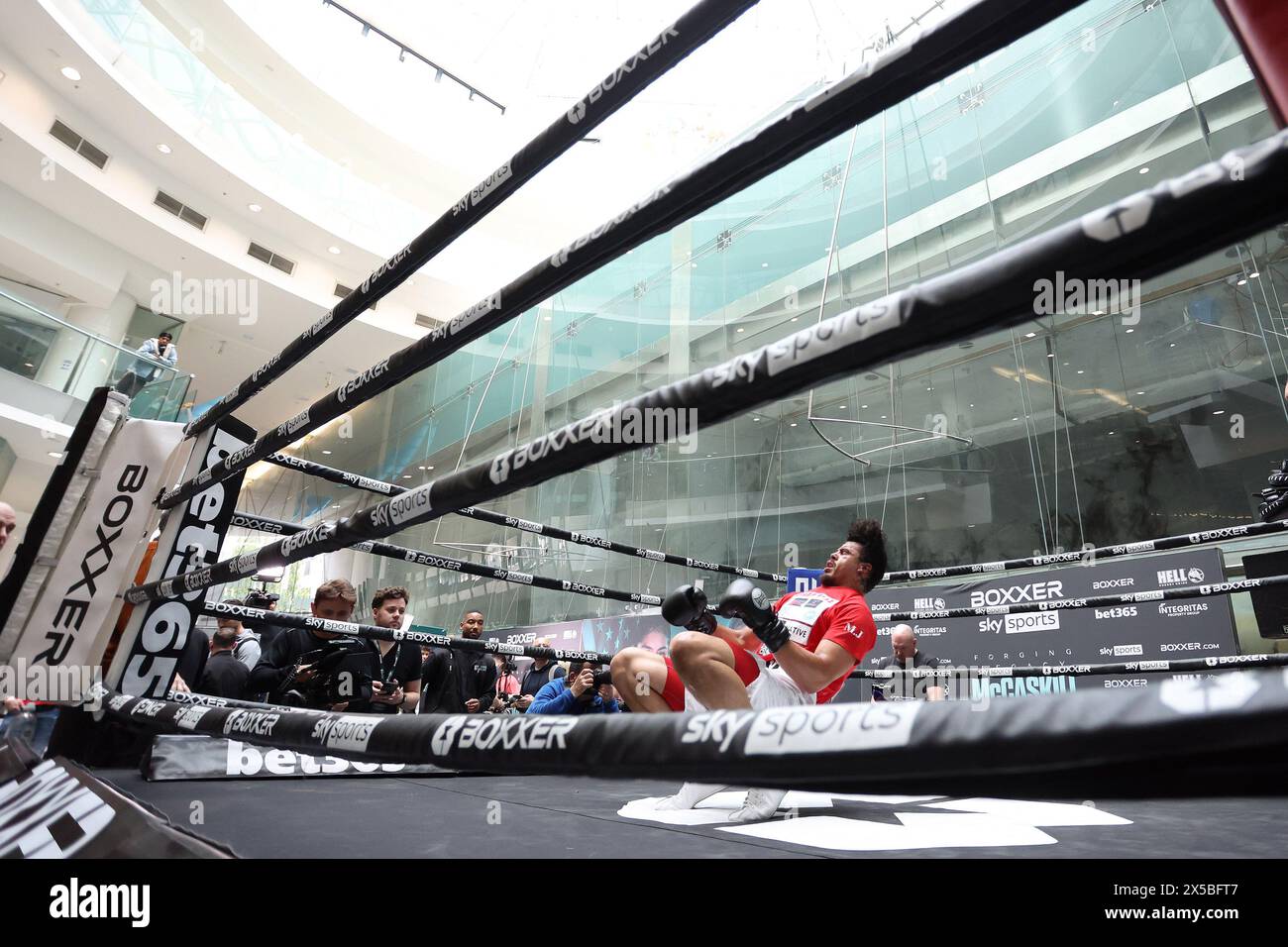 Moses Jolly, heavyweight boxer from Swansea during the public workout ...