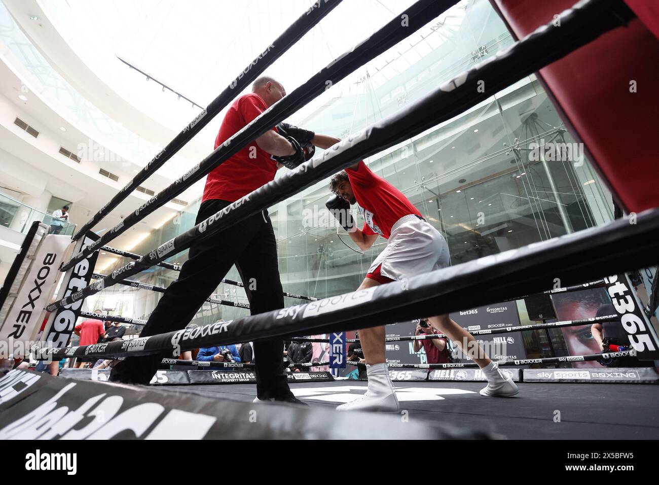 Moses Jolly, heavyweight boxer from Swansea during the public workout ...