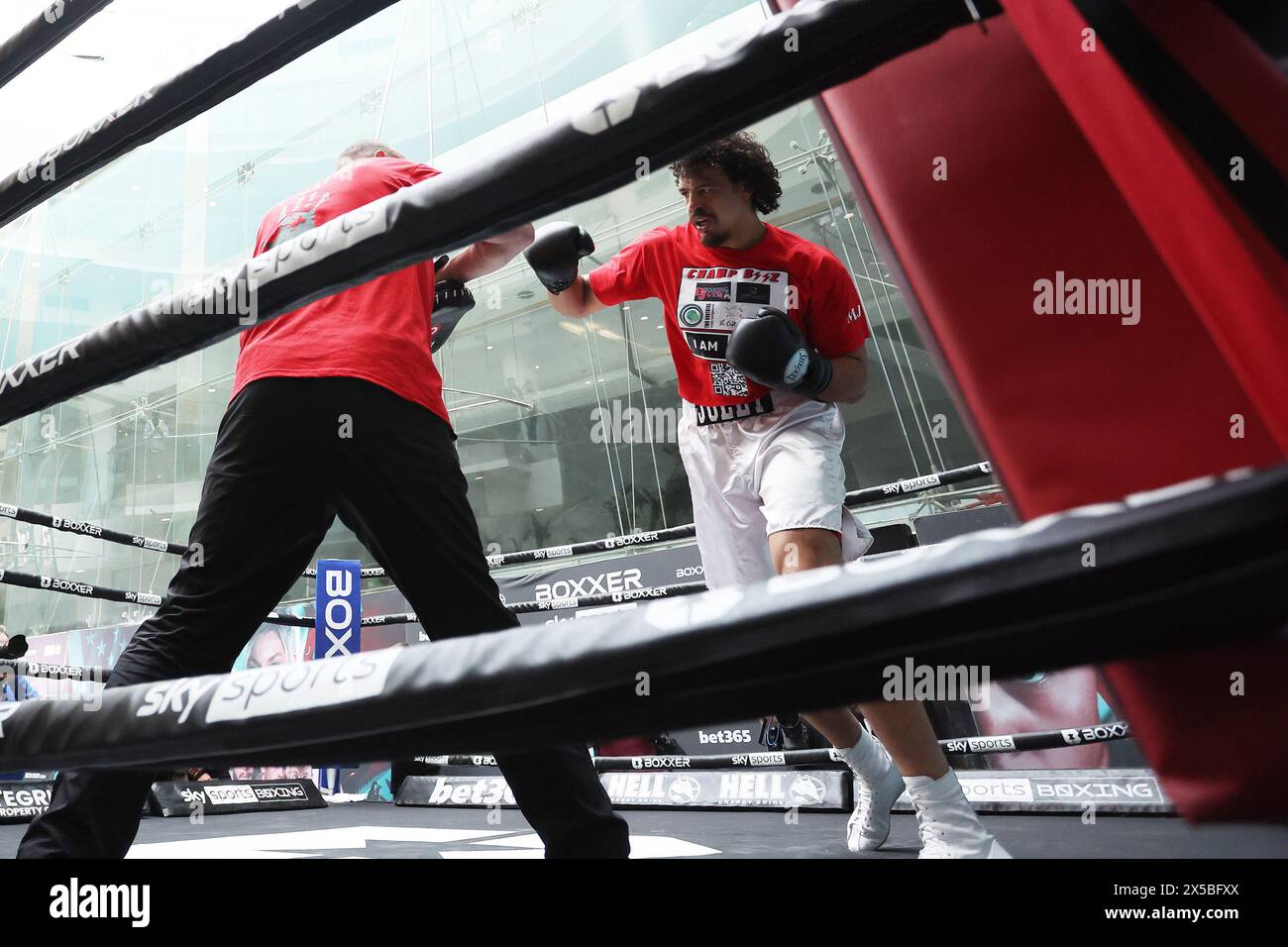 Moses Jolly, heavyweight boxer from Swansea during the public workout ...