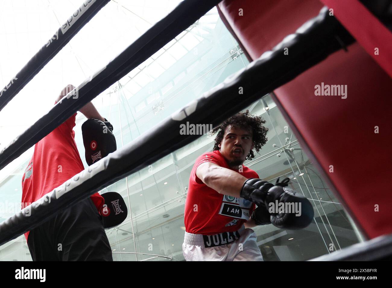 Moses Jolly, heavyweight boxer from Swansea during the public workout ...