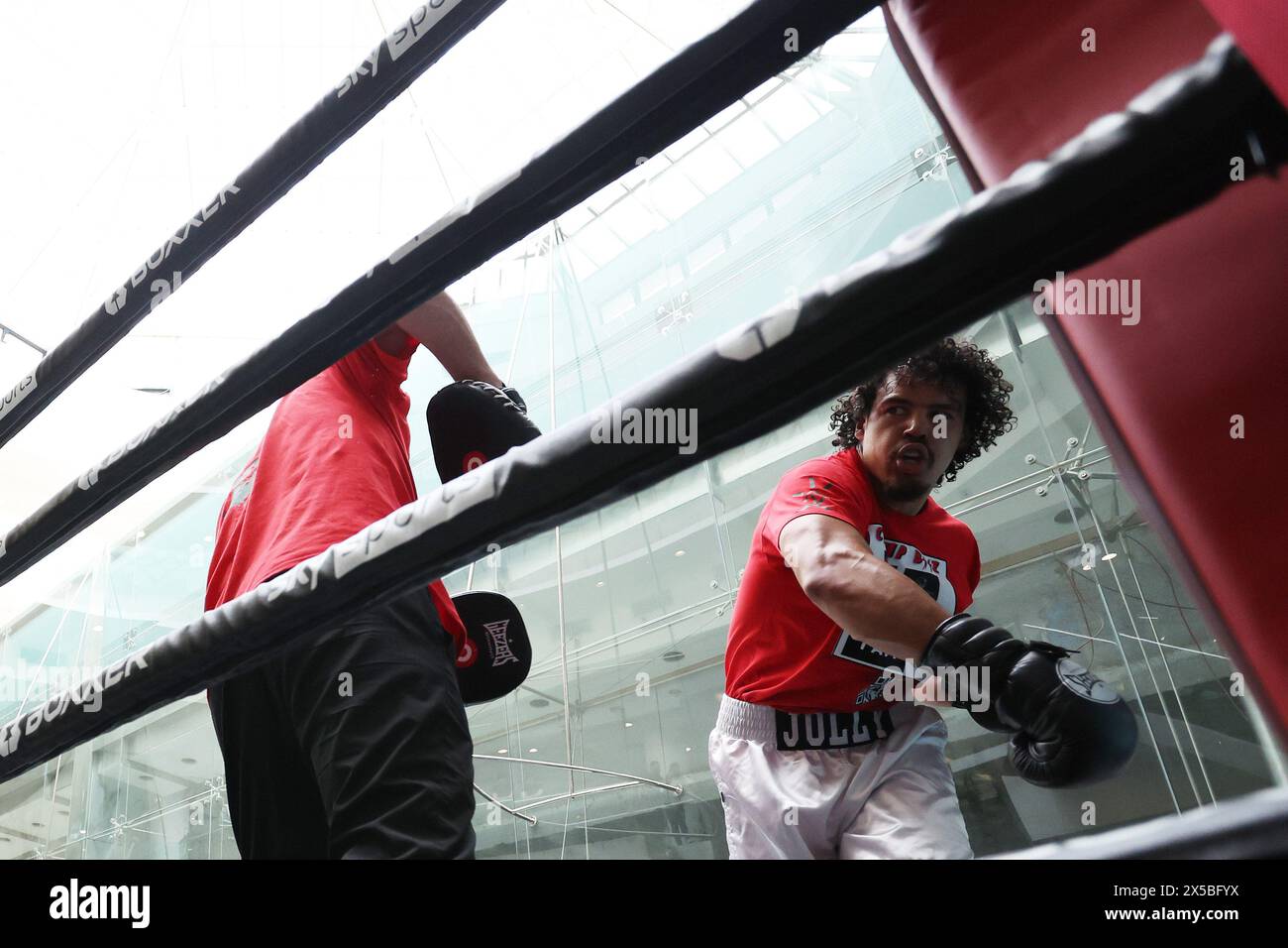 Moses Jolly, heavyweight boxer from Swansea during the public workout ...