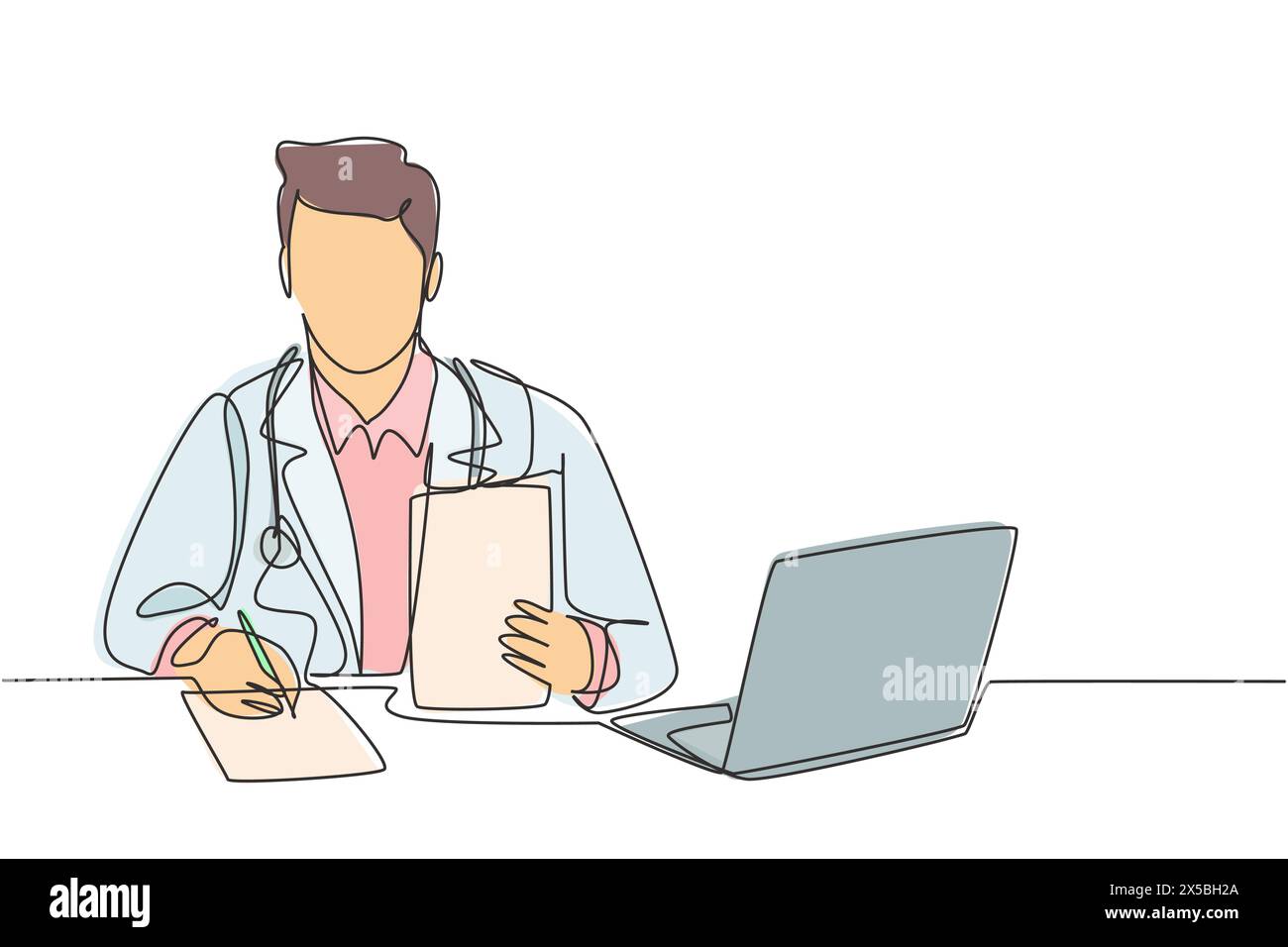 Nurse computer one person laptop Stock Vector Images - Alamy