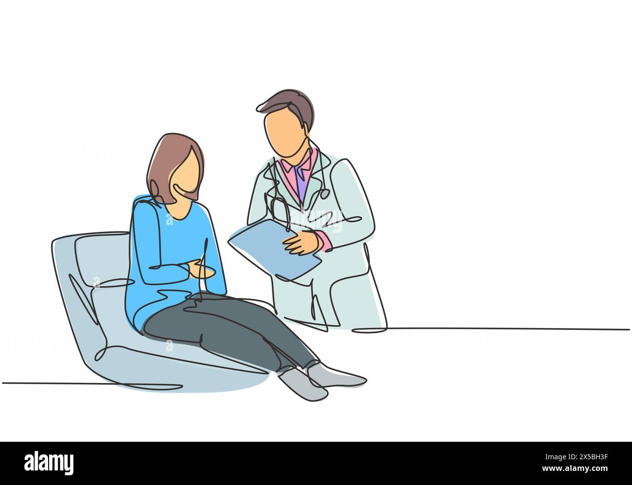 Female patient in bed drawing Stock Vector Images - Alamy