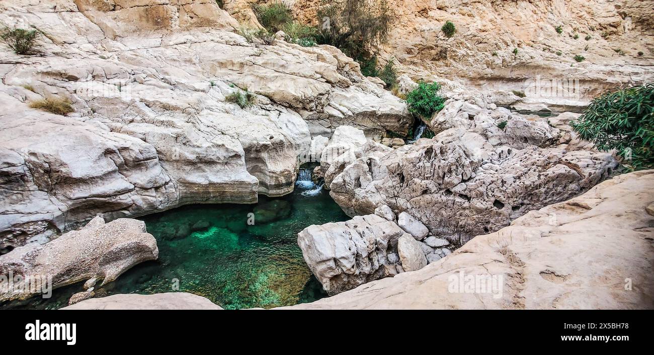 Beautiful slot canyon and pool, Wadi Bani Khalid, Oman Stock Photo - Alamy
