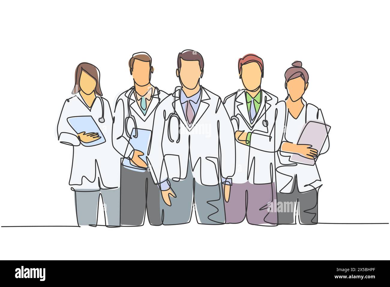 Single continuous single line drawing group of talented male and female ...