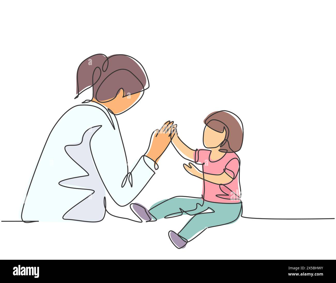 Single continuous line drawing of young female pediatric doctor invited ...