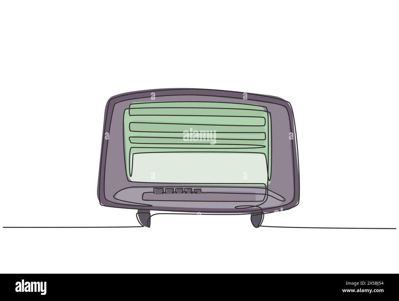 Single continuous line drawing of retro old fashioned analog radio ...
