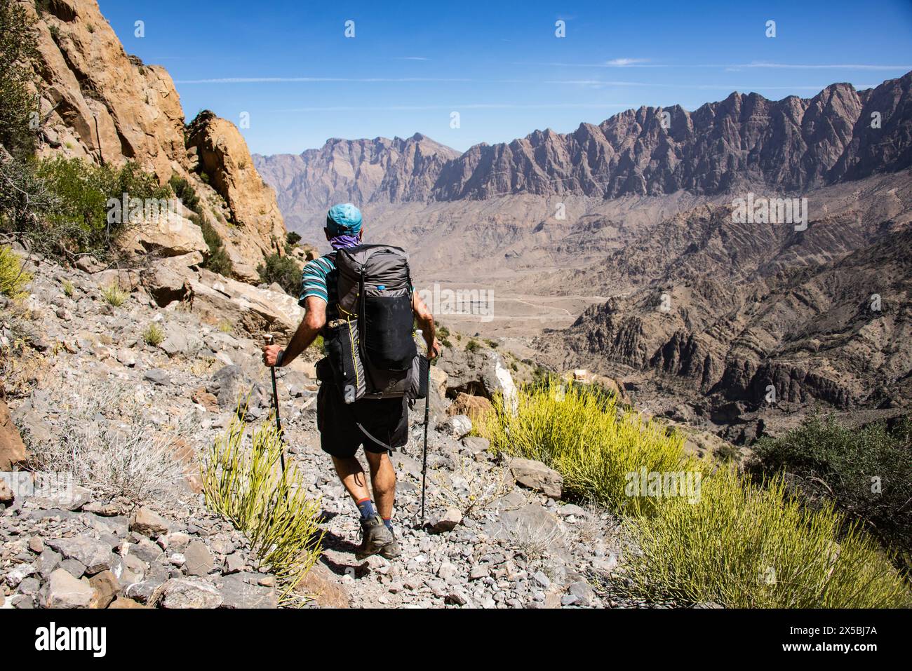 Hadash-Wakan route in the Western Hajar Mountains, Wakan, Oman Stock ...