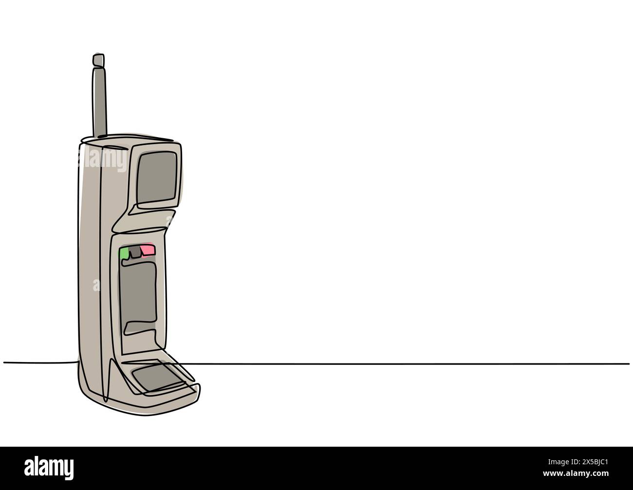 Single continuous line drawing of old retro cellular phone. Vintage ...