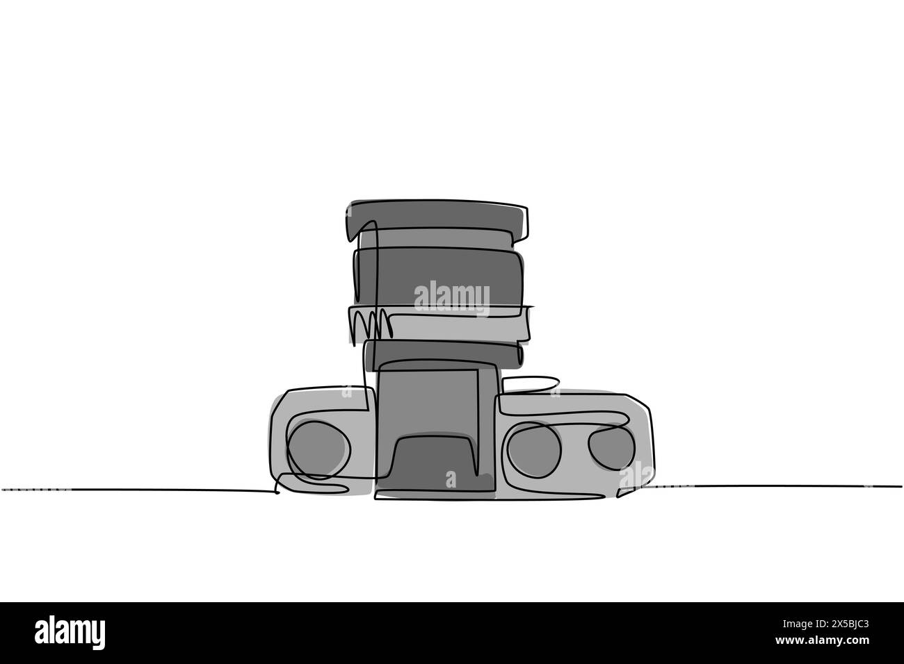 One continuous line drawing of old retro vintage analog slr camera with ...
