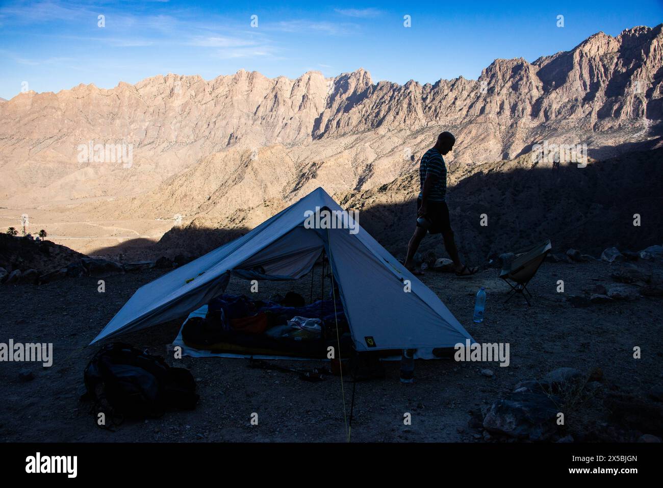 Camping above Wadi Ban Auf, Western Hajar Mountains, Ash Sharaf, Oman ...