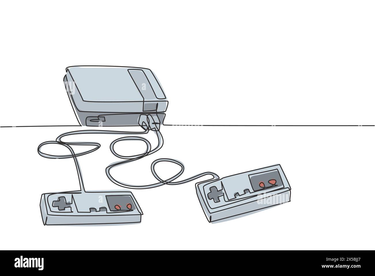One continuous line drawing of retro old classic console video game ...