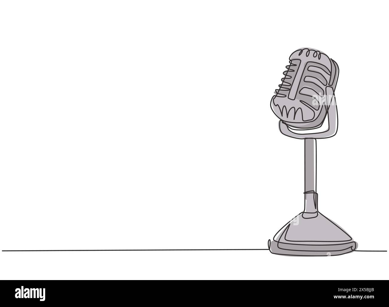 One single line drawing of retro old classic radio microphone for ...