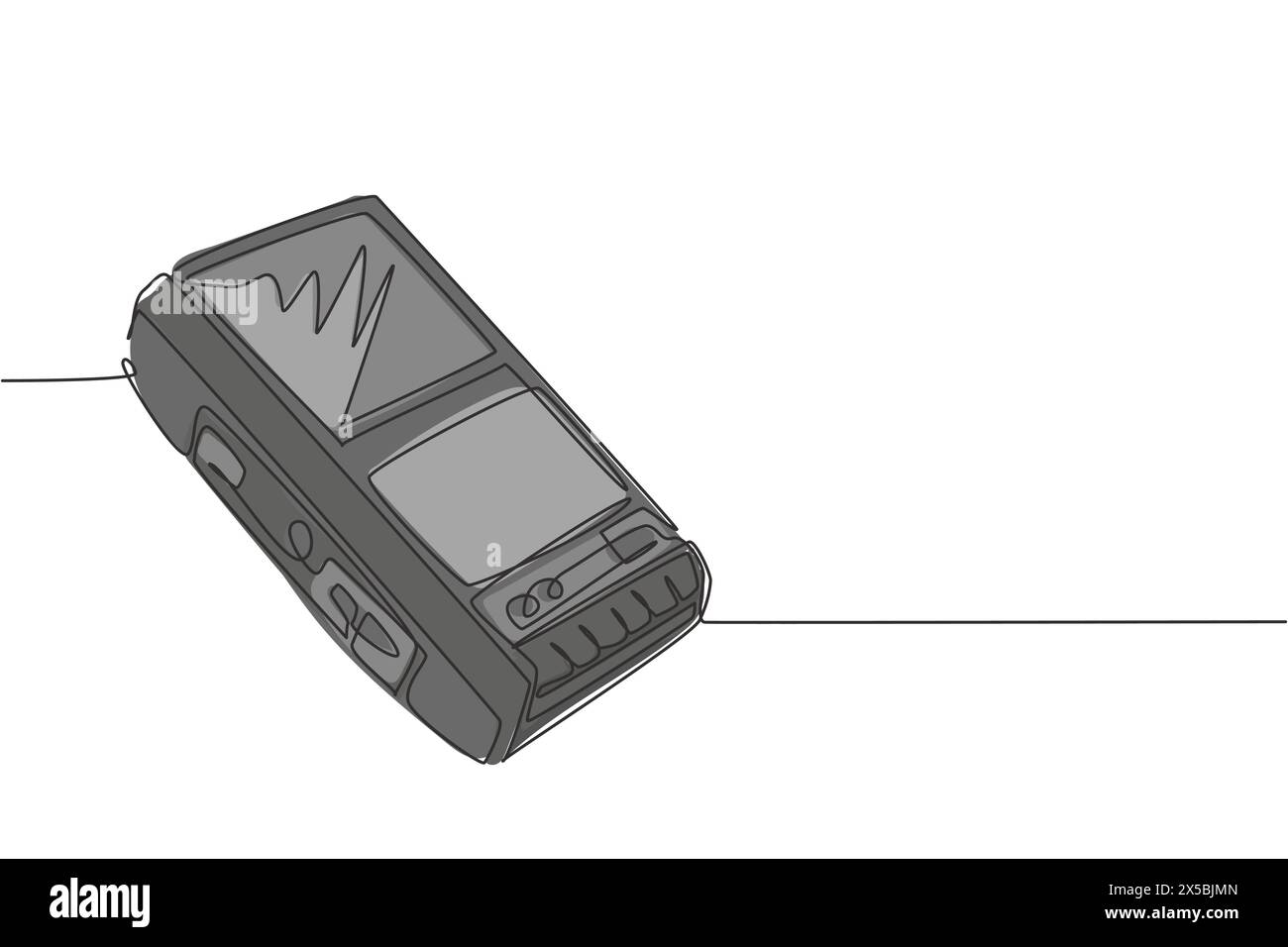 One continuous line drawing of retro old classic analog portable ...