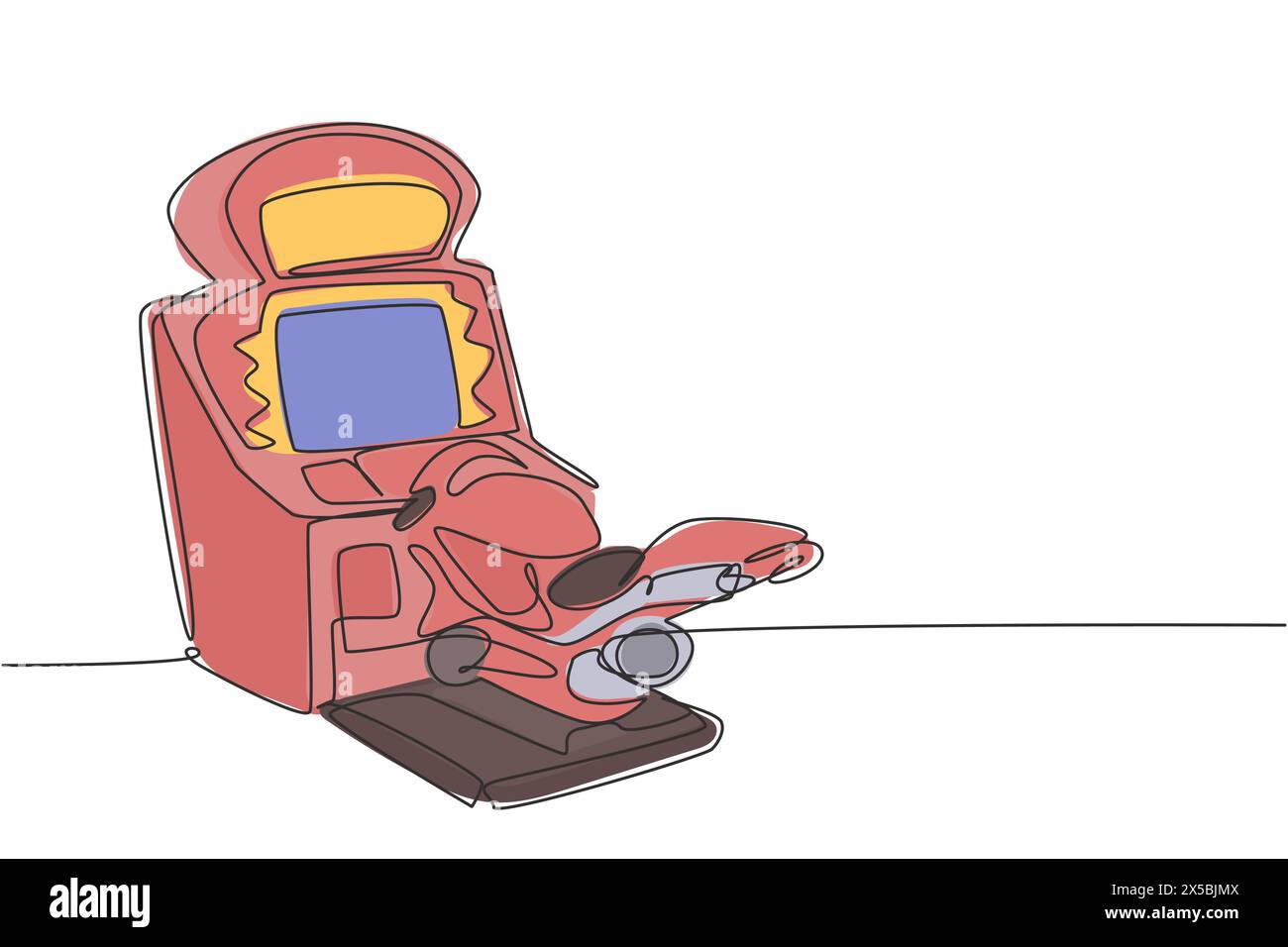 One continuous line drawing of retro old classic motorcycle racing ...