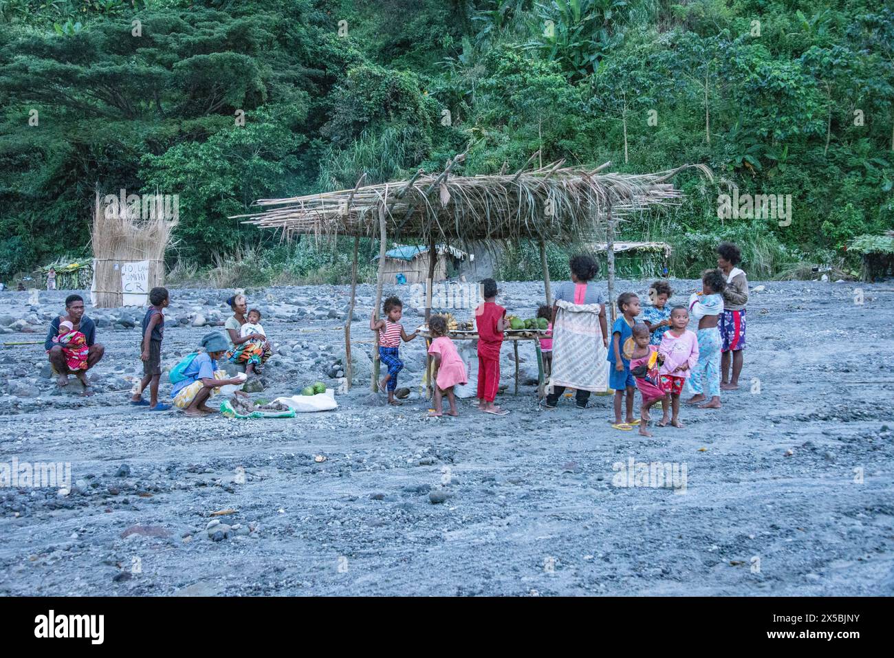 Indigenous Aeta people selling soursop at Mount Pinatubo, Zambales, Luzon, Philippines Stock ...