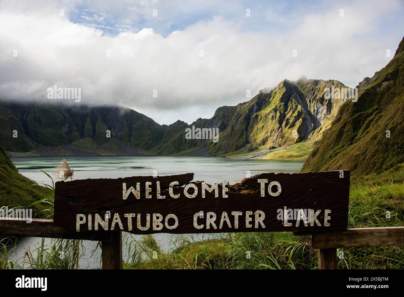 View of Lake Pinatubo, crater lake at Mount Pinatubo, Zambales, Luzon ...
