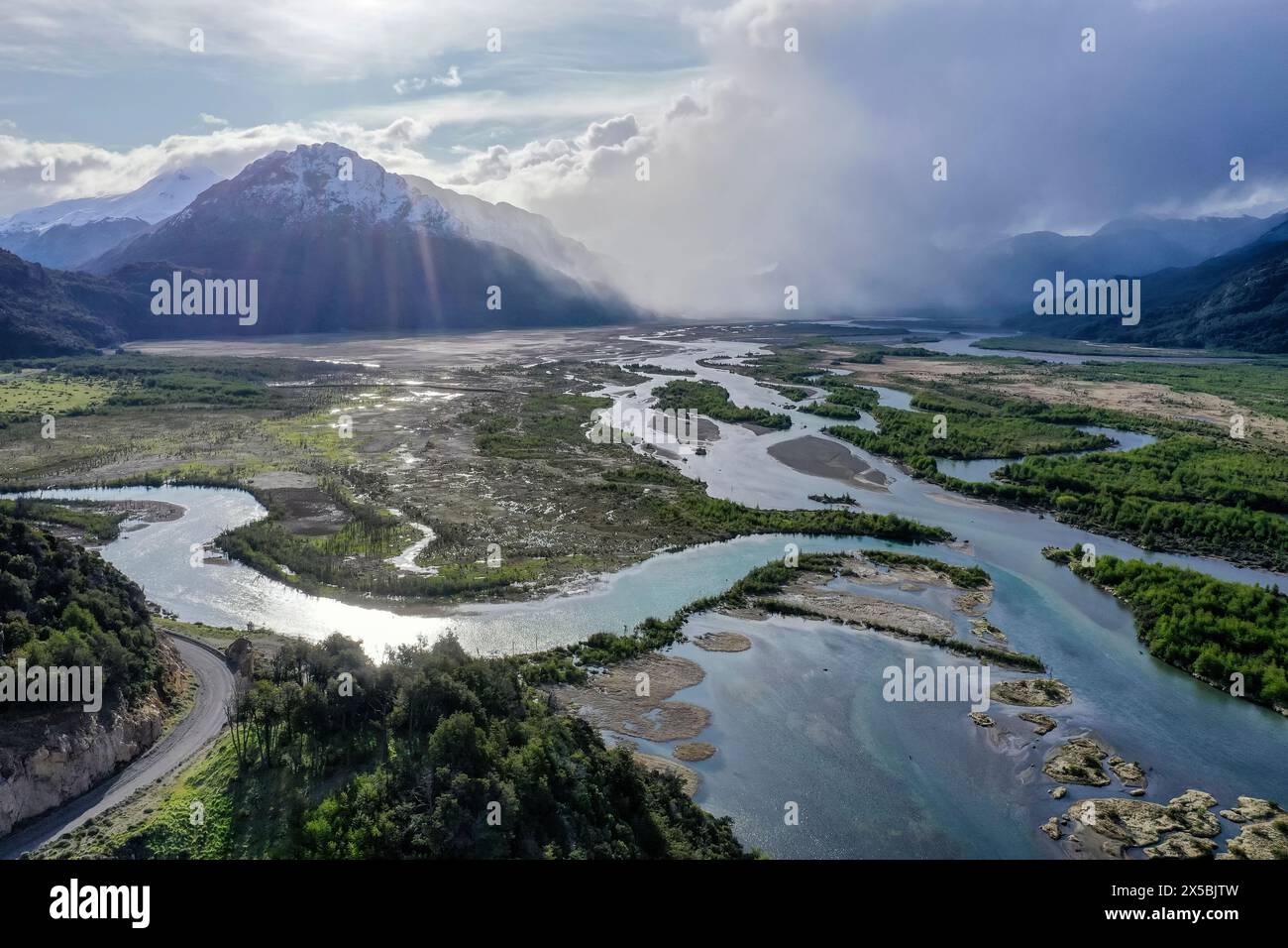 The widely branching arms of river Rio Ibanez, near Villa Cerro ...