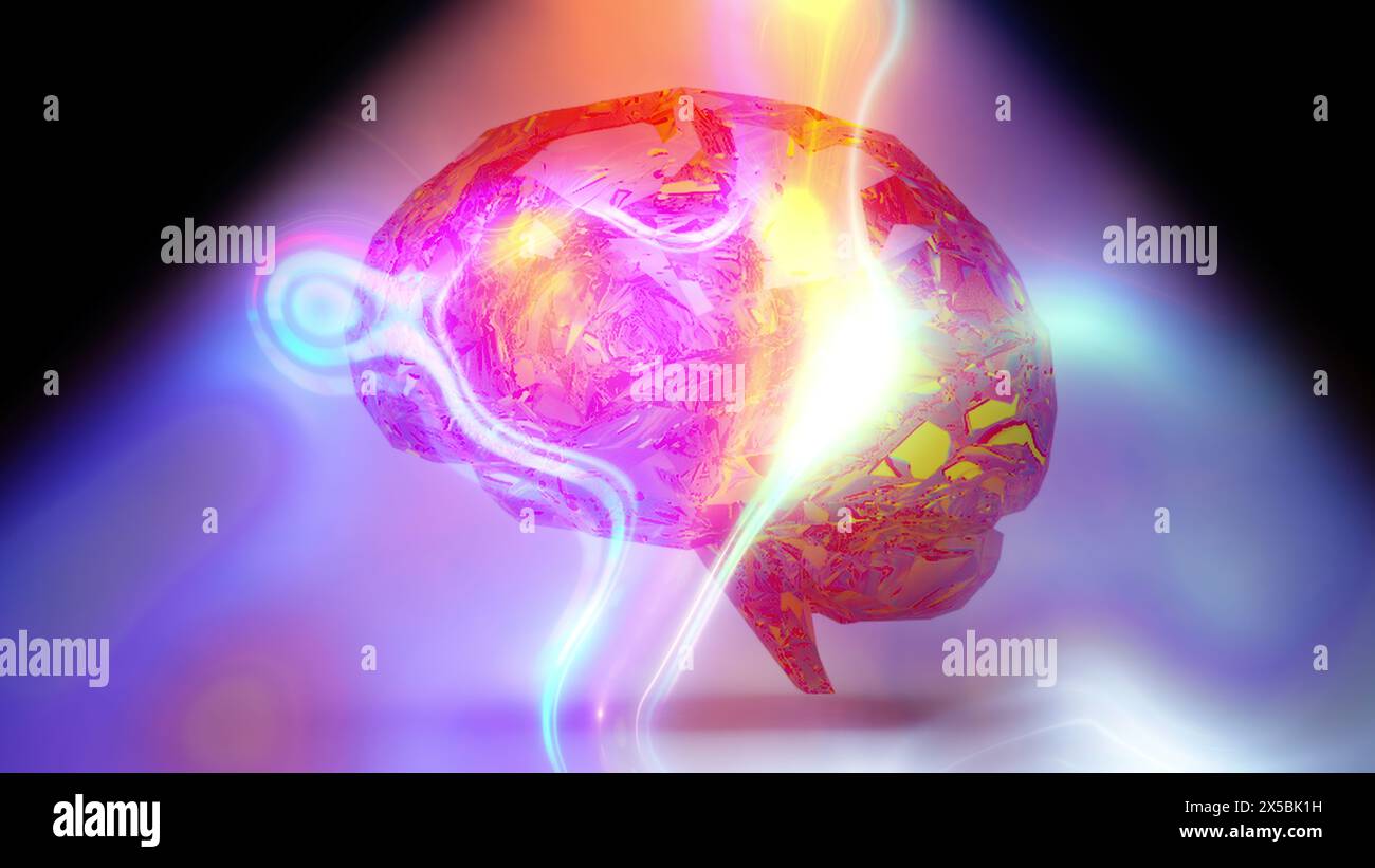 Magic brain with smoke and light. Computer generated 3d render Stock ...