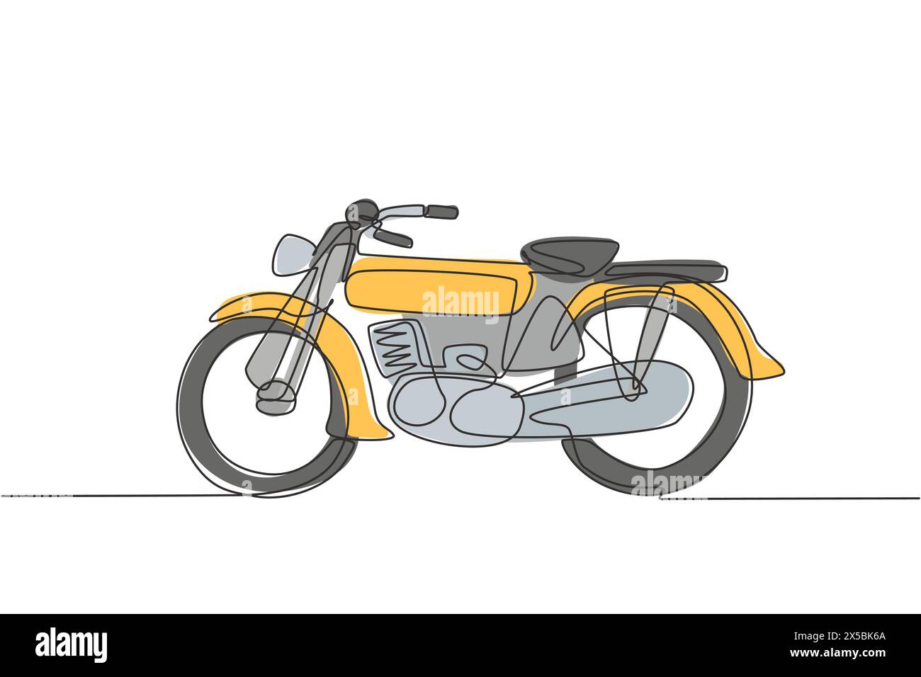 One single line drawing of old retro vintage motorcycle. Vintage ...