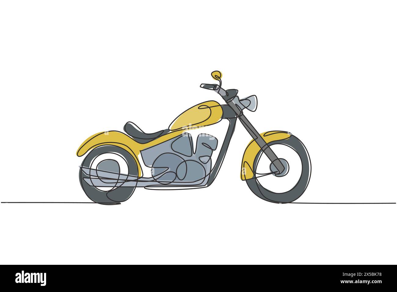 One single line drawing of old retro vintage motorcycle. Vintage ...
