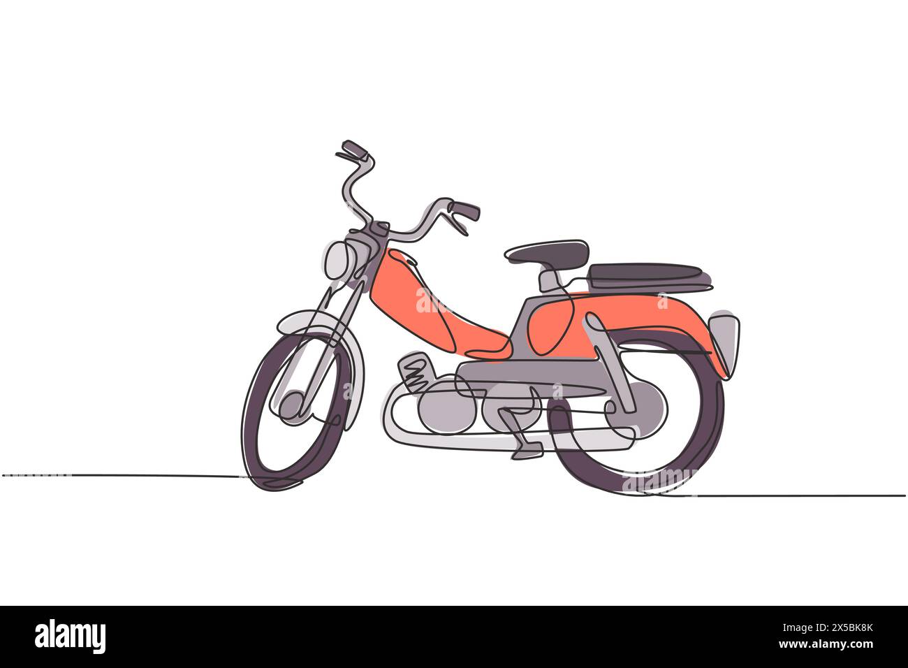 One continuous line drawing of retro old vintage motorcycle icon ...