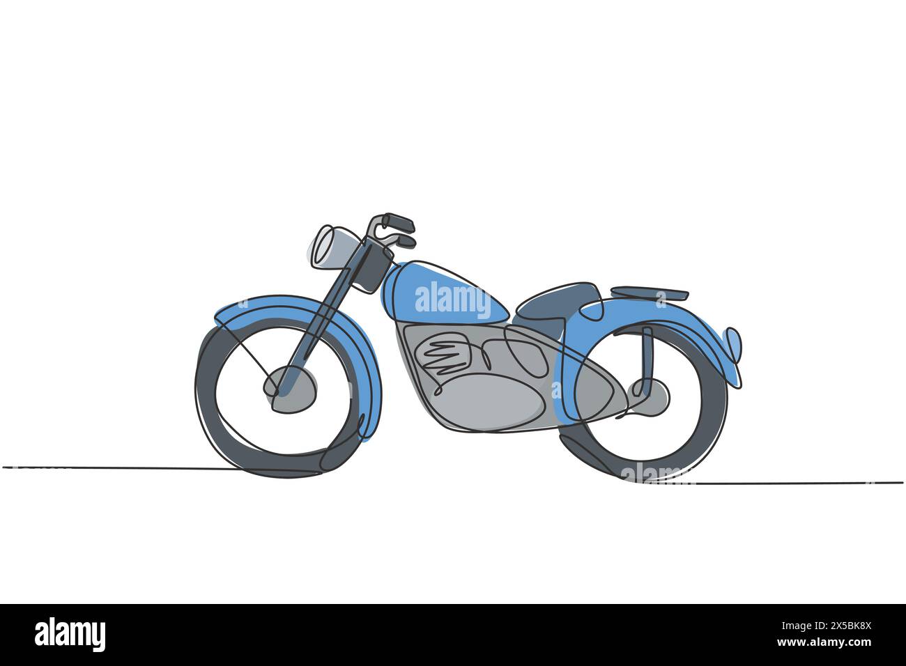 One single line drawing of old retro vintage motorcycle. Vintage ...