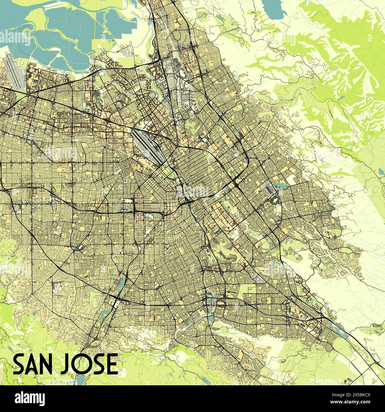 Urban vector city map san jose hi-res stock photography and images - Alamy
