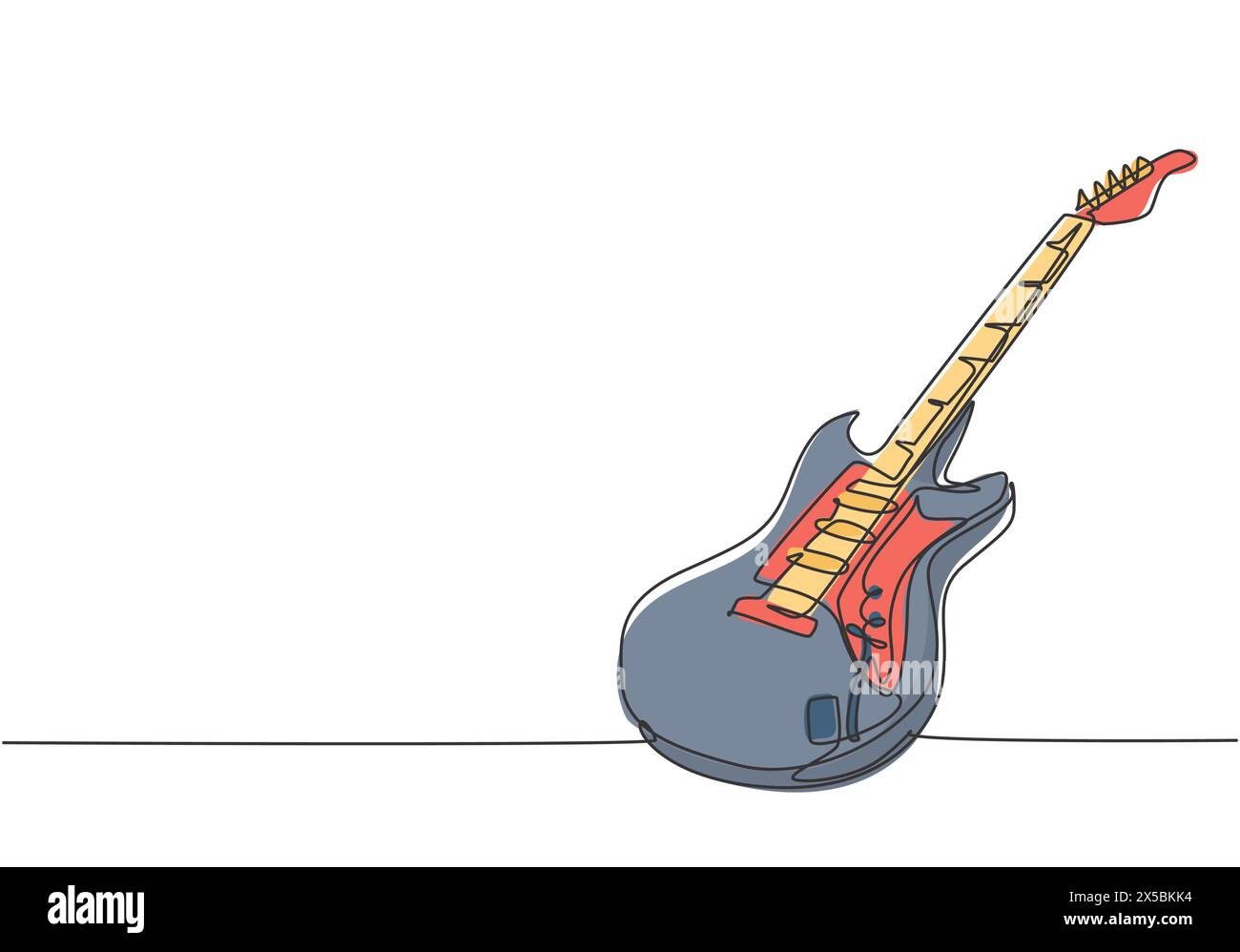 Single continuous line drawing of electric guitar. Stringed music ...