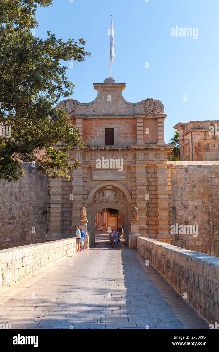 Mdina, Malta - August 22, 2019: Mdina Gate, also known as the Main Gate ...