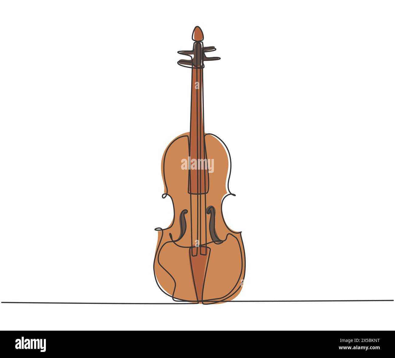 Single continuous line drawing of violin on white background. Trendy ...
