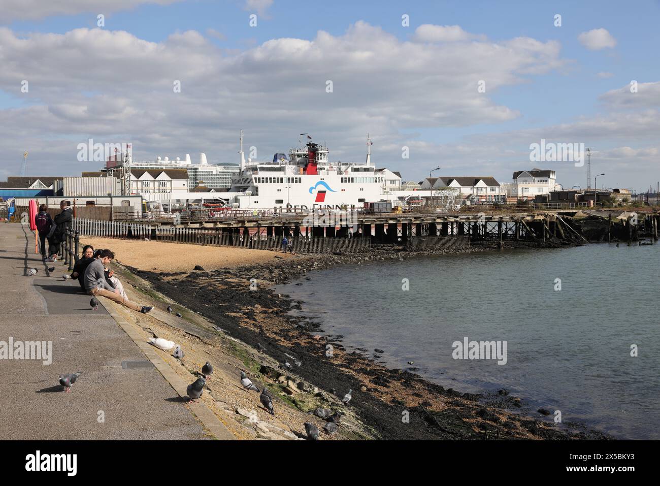 The Red Funnel car ferry at Southampton Docks, which crosses The Solent ...