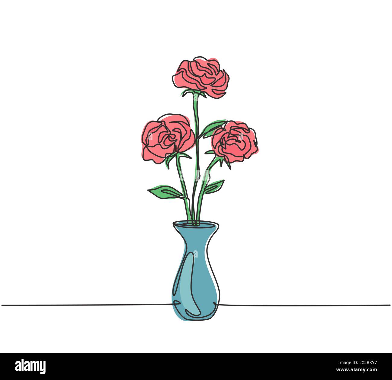 Rose Vase Tegning Watercolor Rose Painting | Flower Art