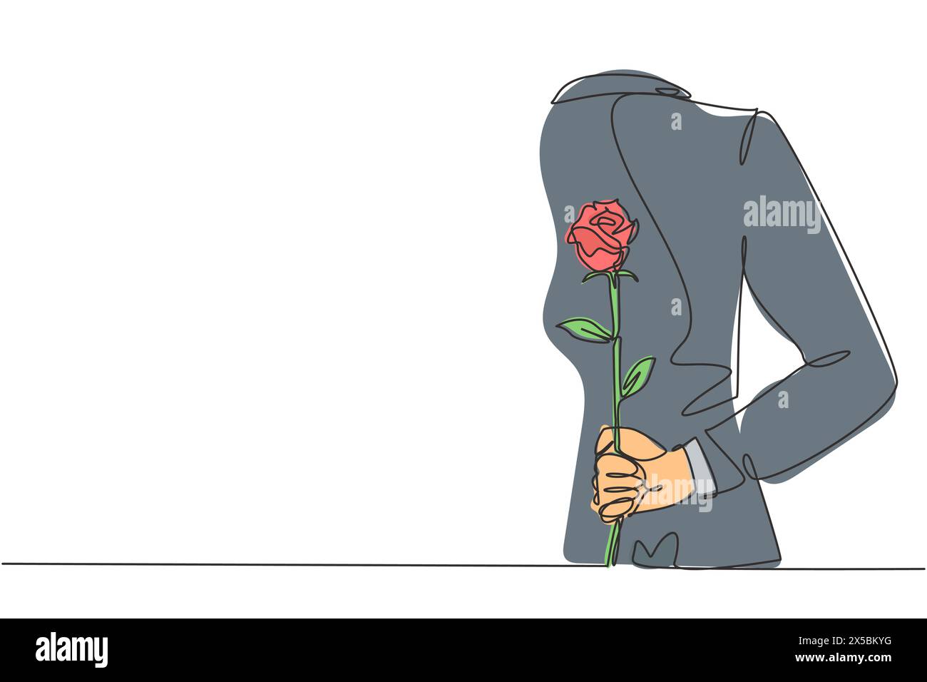 Man holding a single rose back Stock Vector Images - Alamy