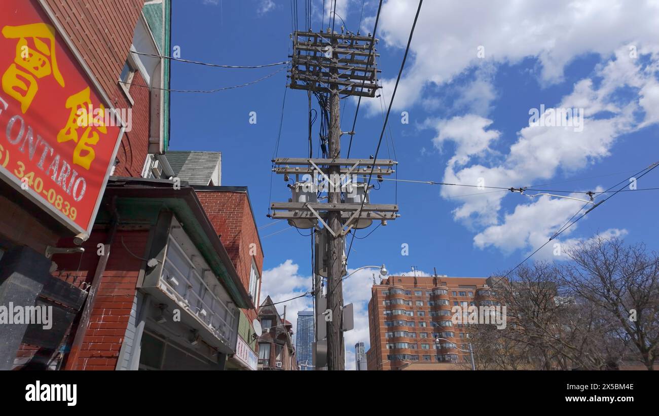 Typical outdoor electrical wires in Canada - TORONTO, ONTARIO - APRIL ...