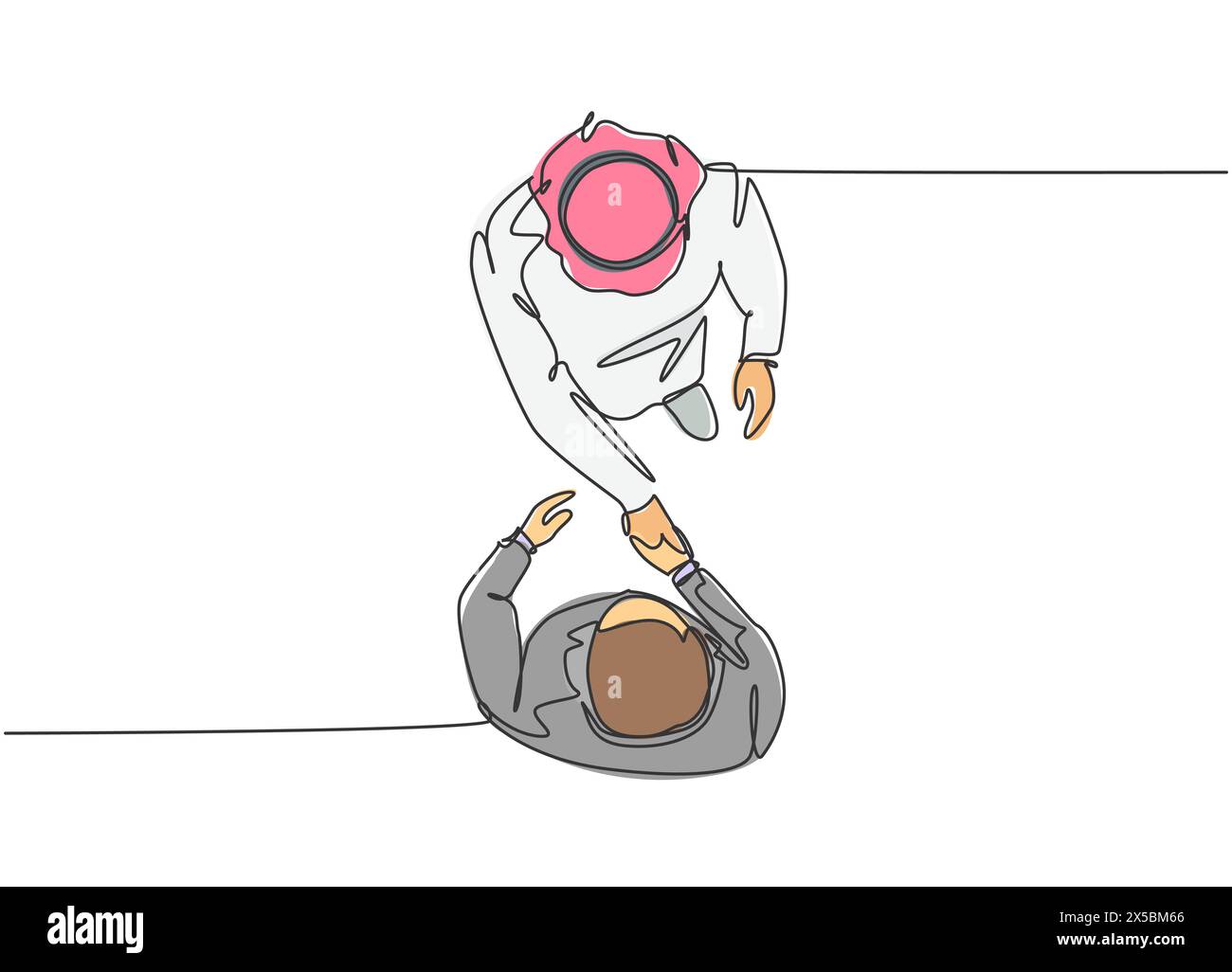 One continuous line drawing of young happy male rocker singer giving ...